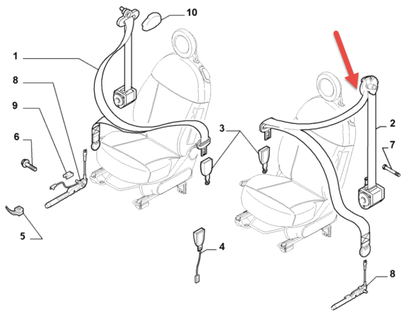 Sikkerhedssele FIAT 500 (312) 1.2 169 A4.000